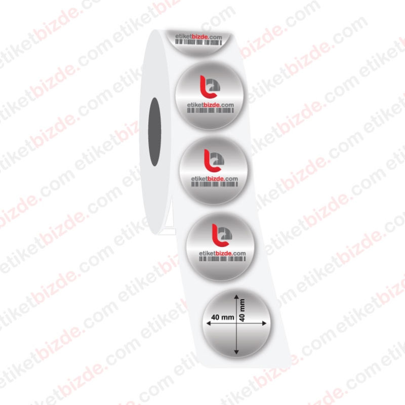 40mm x 40mm Oval Sılver Mat Etiket (Sticker) - 29.66 € + KDV